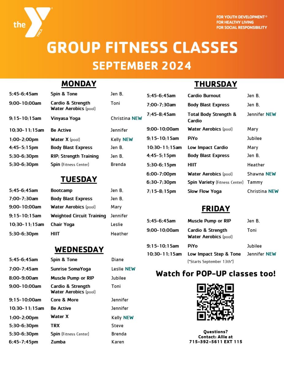 Schedules for the Superior Douglas County Family YMCA